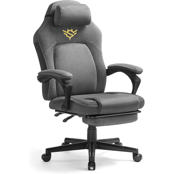 Ergonomikus gamer szék lábtartóval, állítható, galambszürke párnával ...